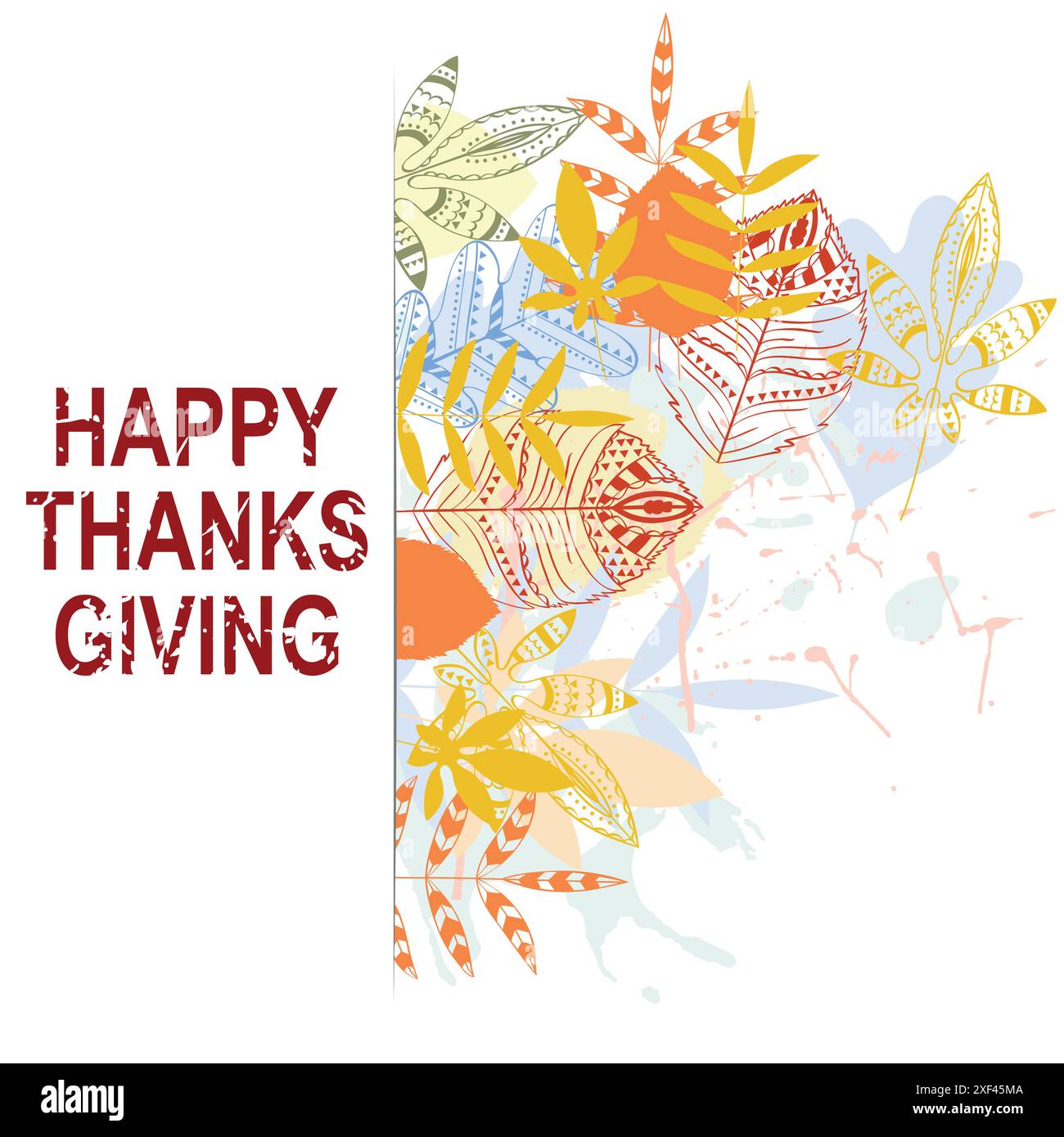 abstract autumn leaves. Happy Thanksgiving day. Hand drawn vector ...
