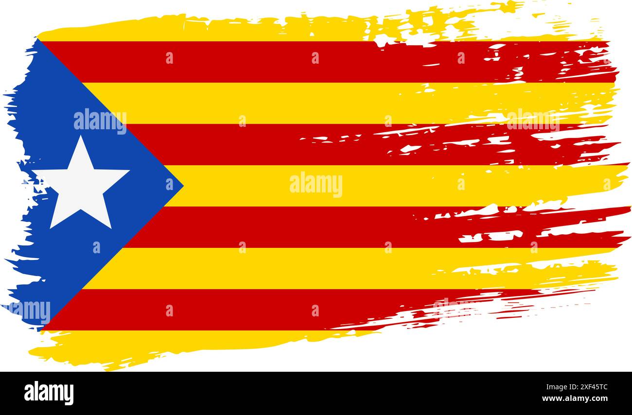 Informal flag of Catalan lands, blue estelada, wide brush stroke on ...