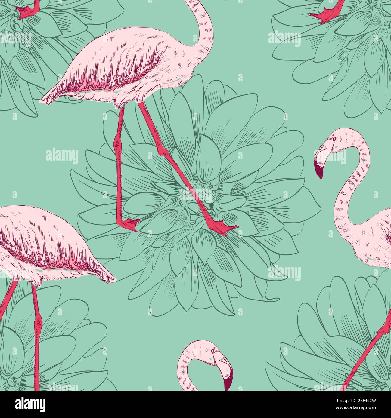 Vector sketch of a flamingo with flowers. Hand drawn illustration Stock ...