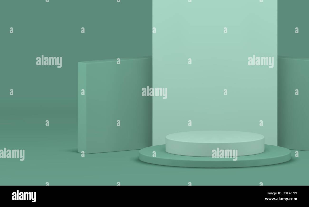 3d light green promo showcase podium mock up for cosmetic show ...