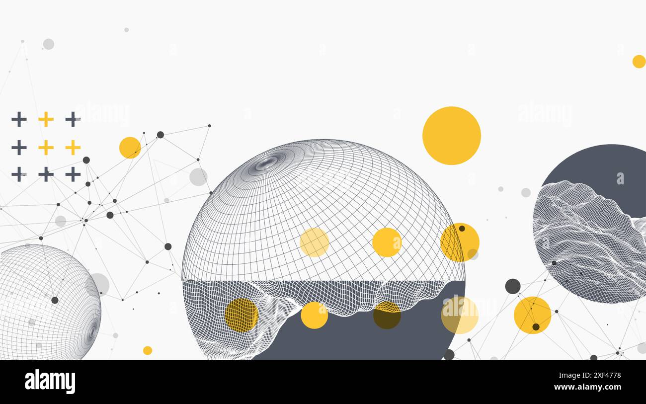 Sphere theme with connected lines in technology style background ...