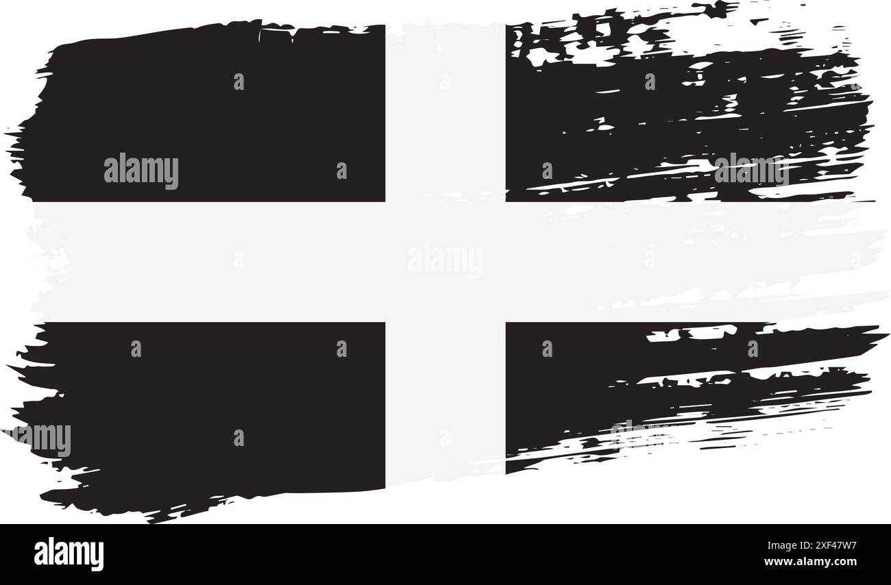 Cornwall flag, wide brush stroke on transparent background, vector ...