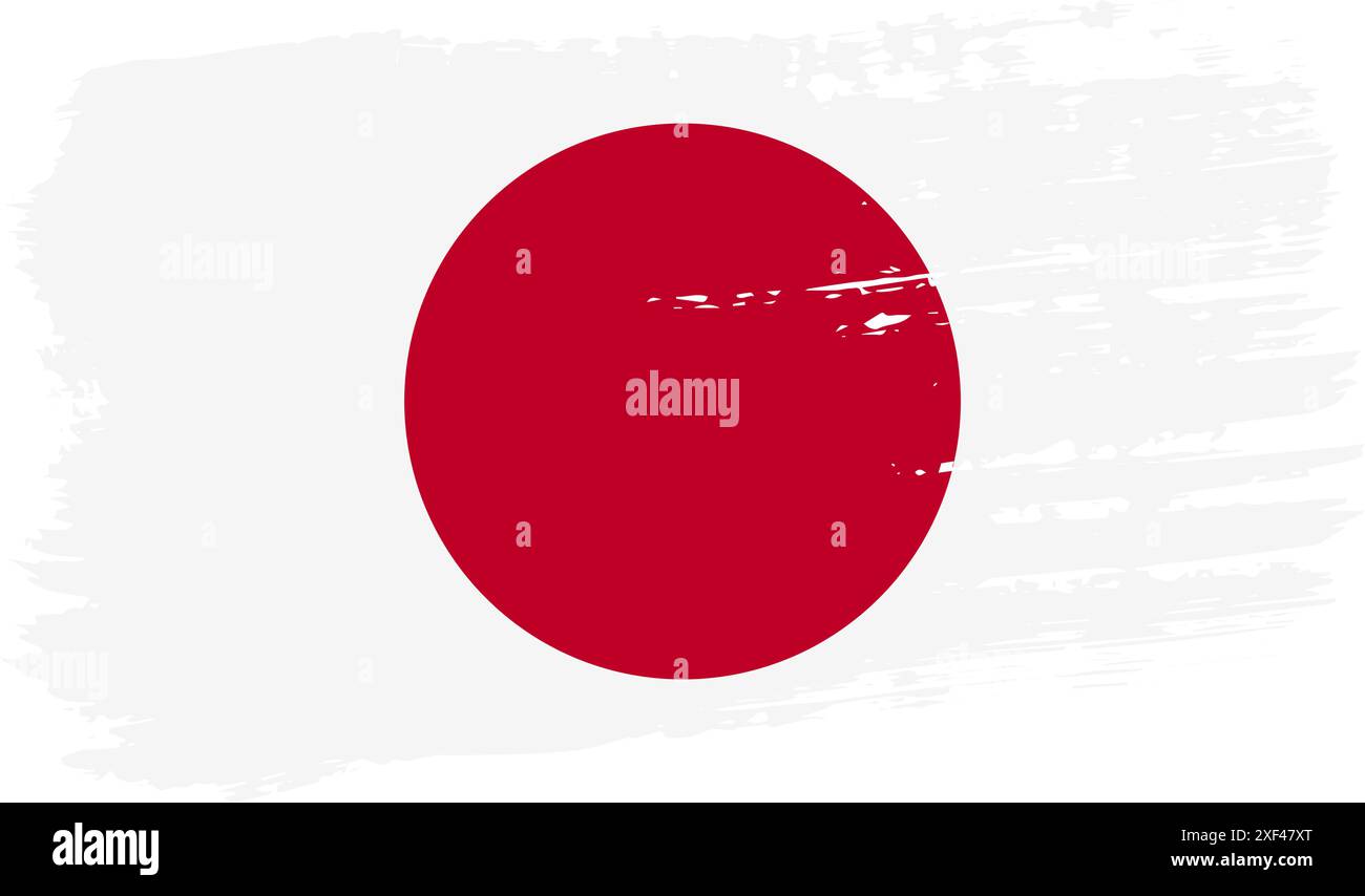 Japan flag, wide brush stroke on transparent background, vector Stock ...