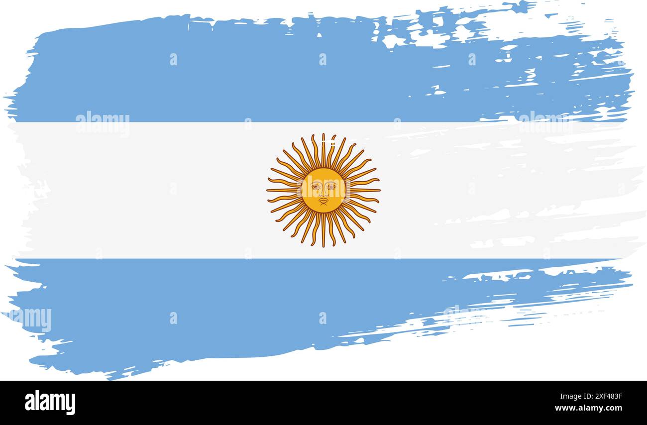 Argentina flag, wide brush stroke on transparent background, vector ...
