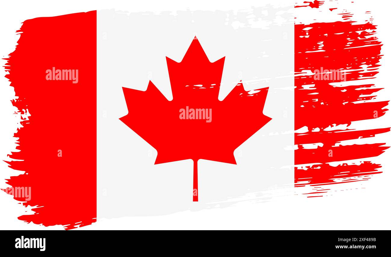 Canada flag, wide brush stroke on transparent background, vector Stock ...