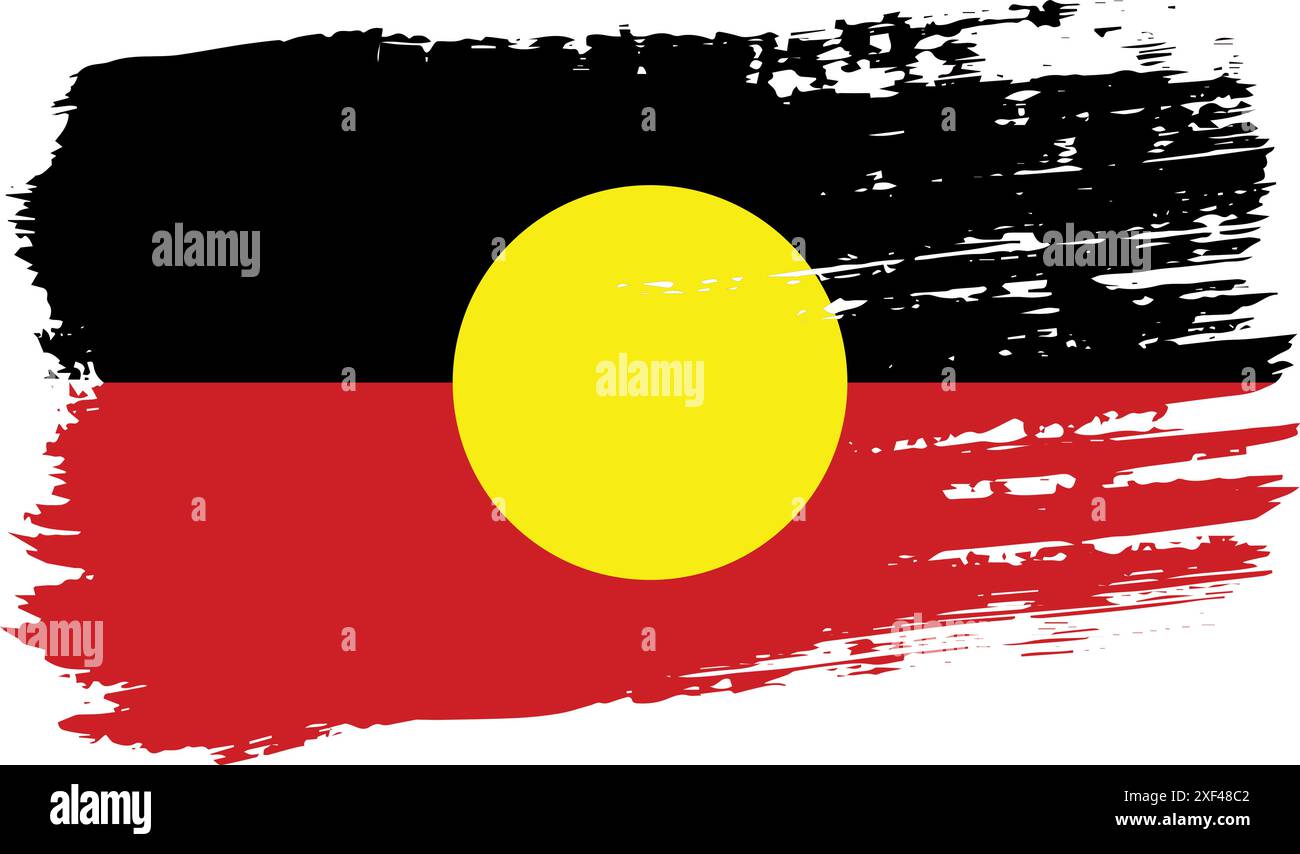 Australian Aboriginal flag, wide brush stroke on transparent background ...