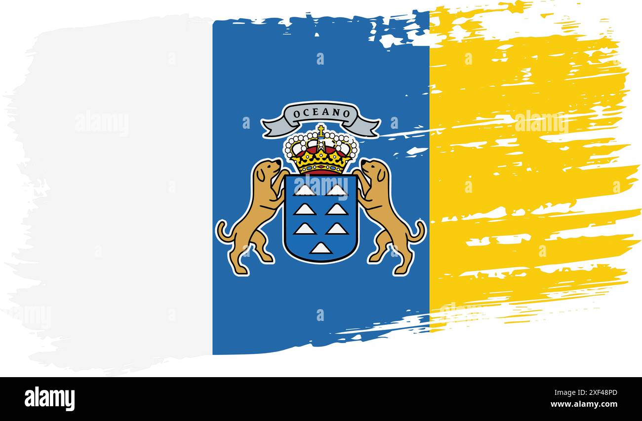 Canary Islands flag, wide brush stroke on transparent background ...