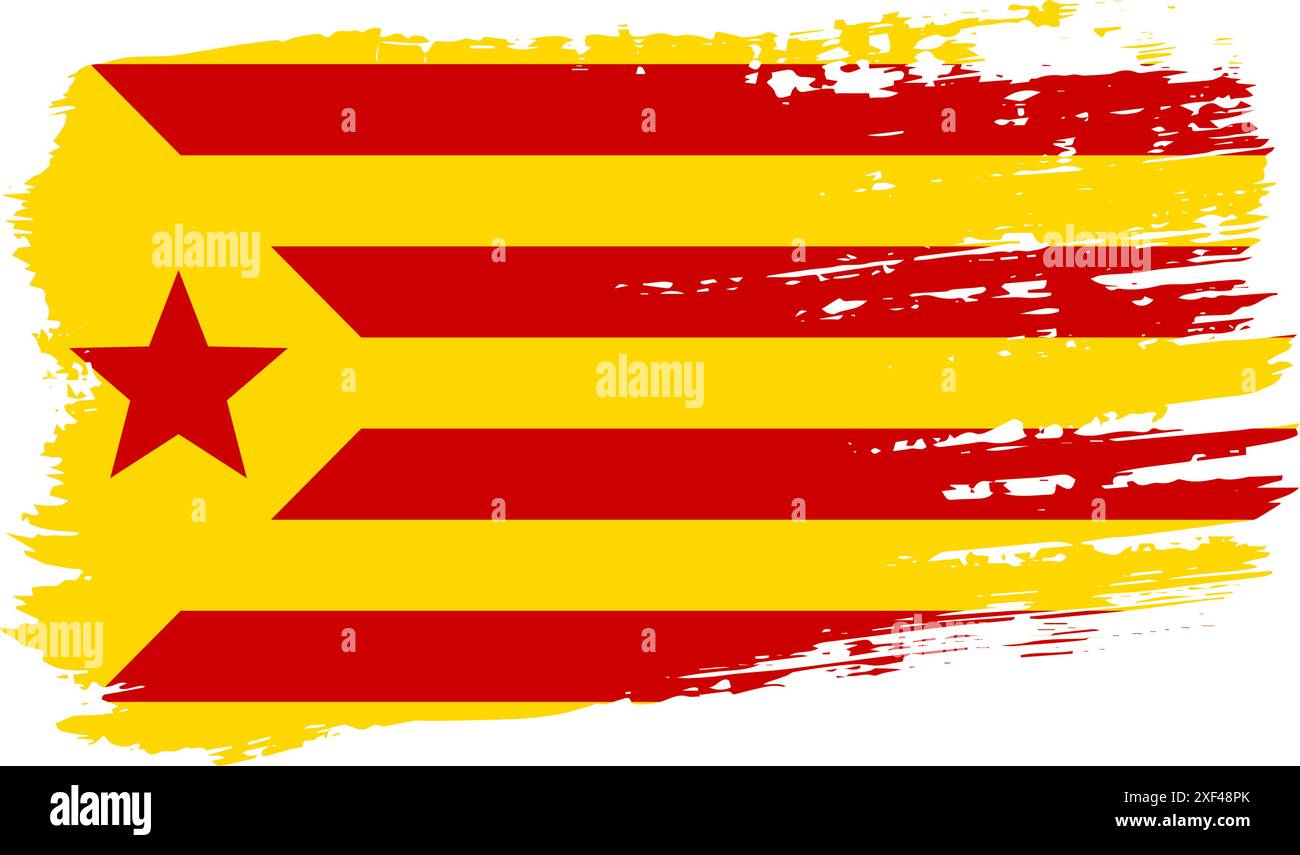 Informal flag of Catalan lands, red estelada, , wide brush stroke on ...
