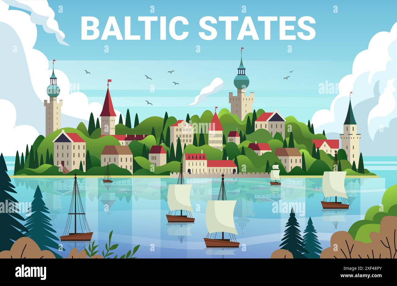 Baltic greenery Stock Vector Images - Alamy