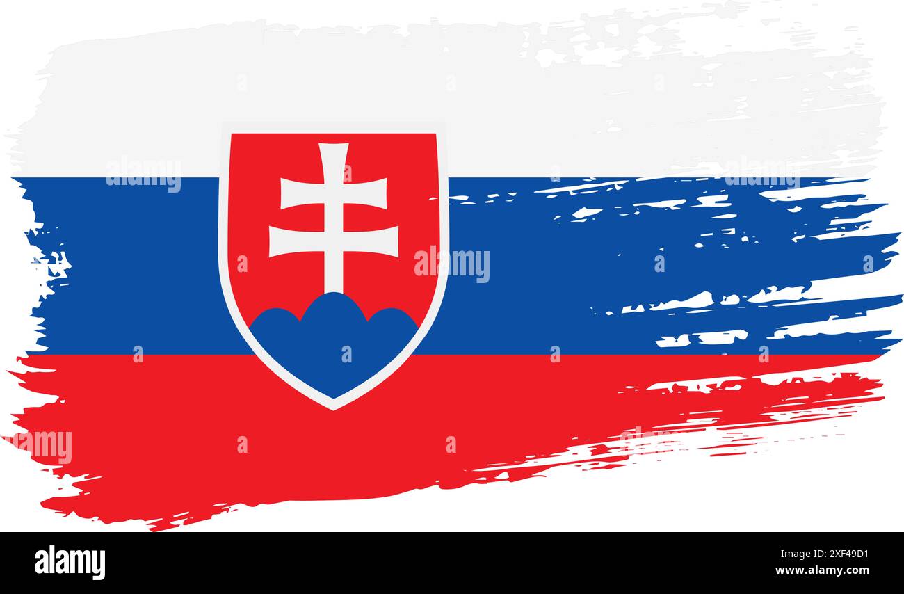 Slovakia flag, wide brush stroke on transparent background, vector ...