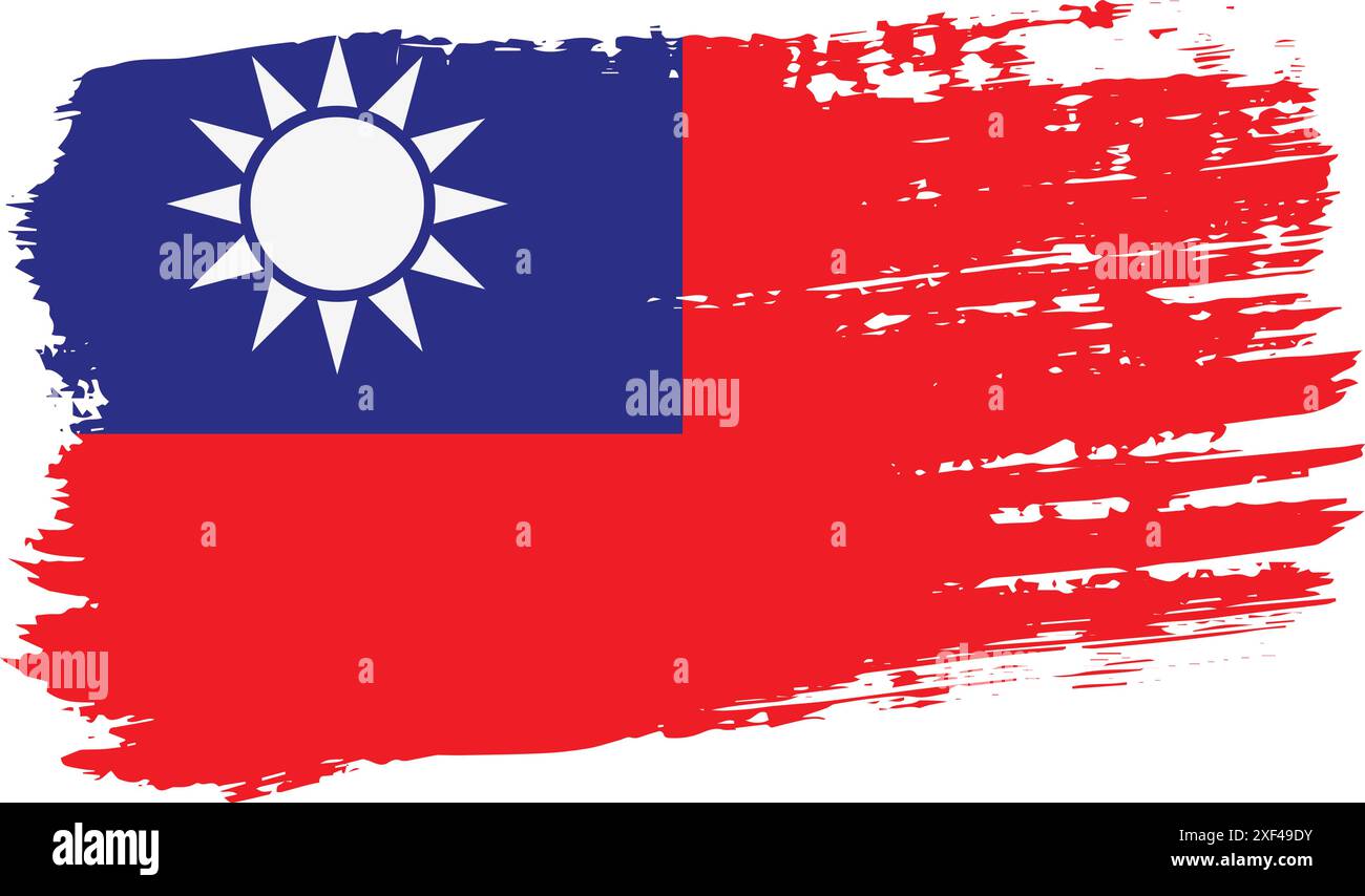 Taiwan flag, wide brush stroke on transparent background, vector Stock ...