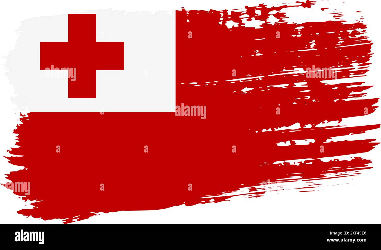 Tonga flag, wide brush stroke on transparent background, vector Stock ...