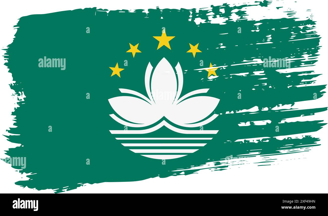 Macau flag, wide brush stroke on transparent background, vector Stock ...