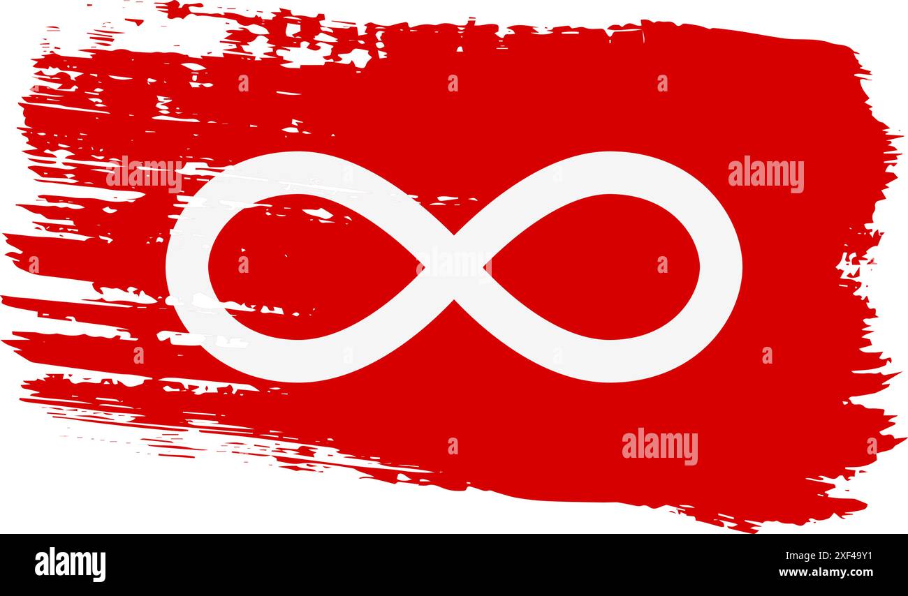Metis red flag, wide brush stroke on transparent background, vector ...