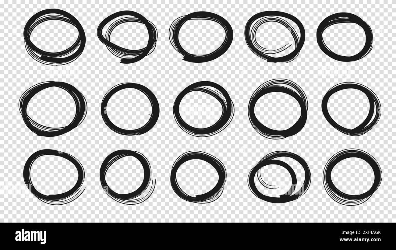 Set hand drawn pencil or marker round circles line sketch set. Circular ...