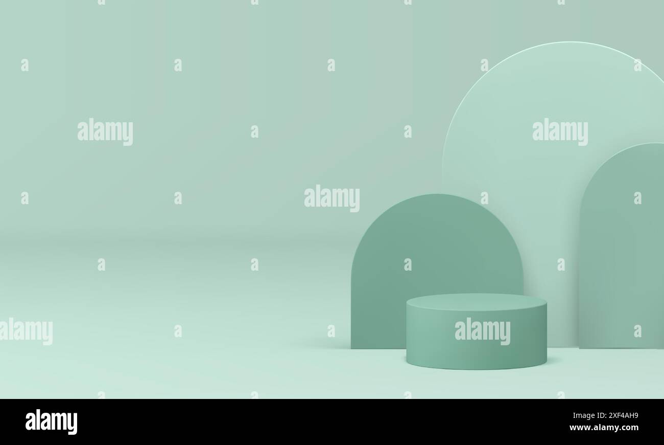 Green pastel 3d podium stage with semi circle wall background realistic ...