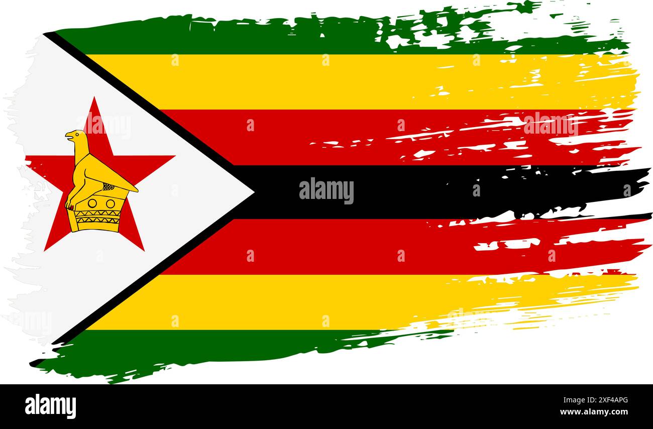 Zimbabwe flag, wide brush stroke on transparent background, vector ...