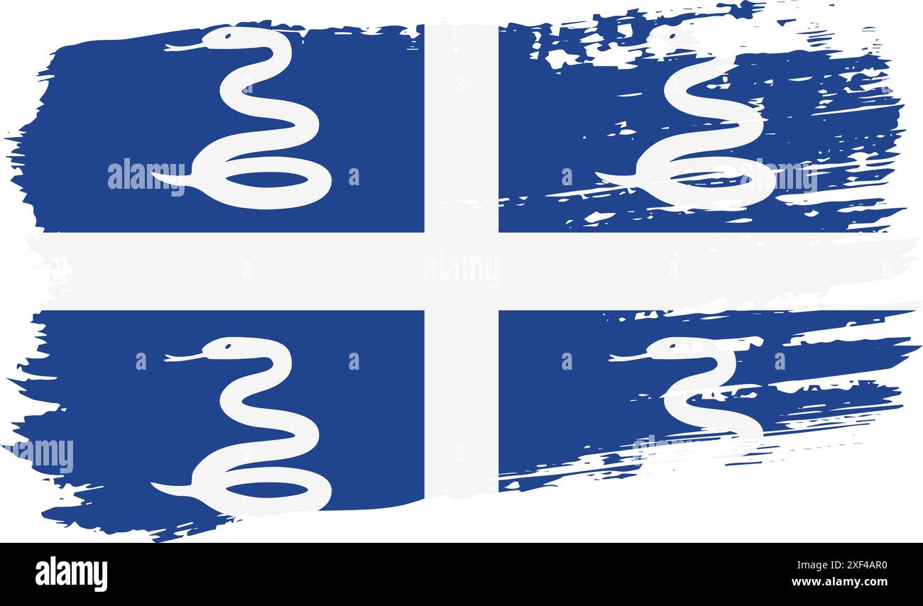Martinique flag, wide brush stroke on transparent background, vector ...