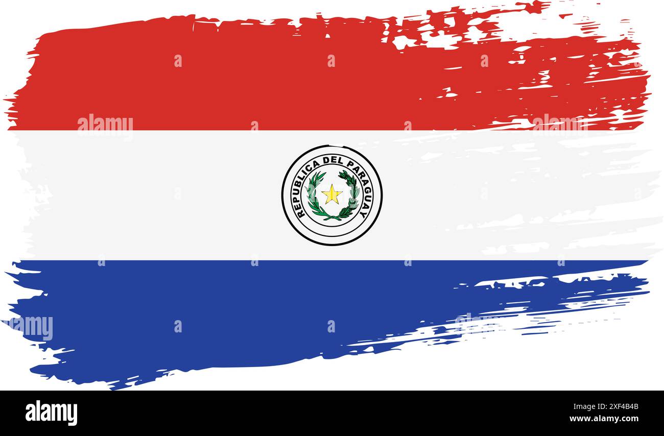Paraguay front side flag, wide brush stroke on transparent background ...