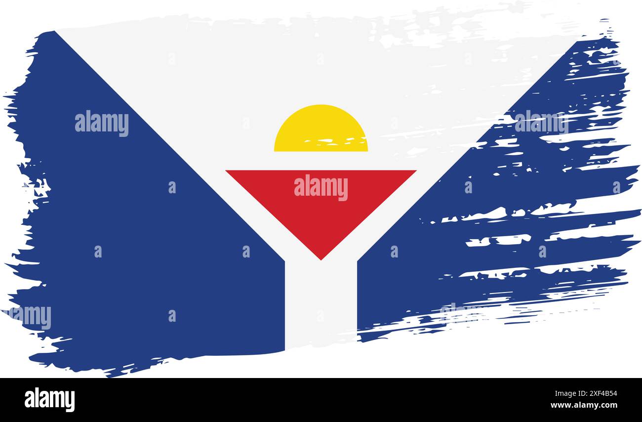 Saint Martin flag, wide brush stroke on transparent background, vector ...
