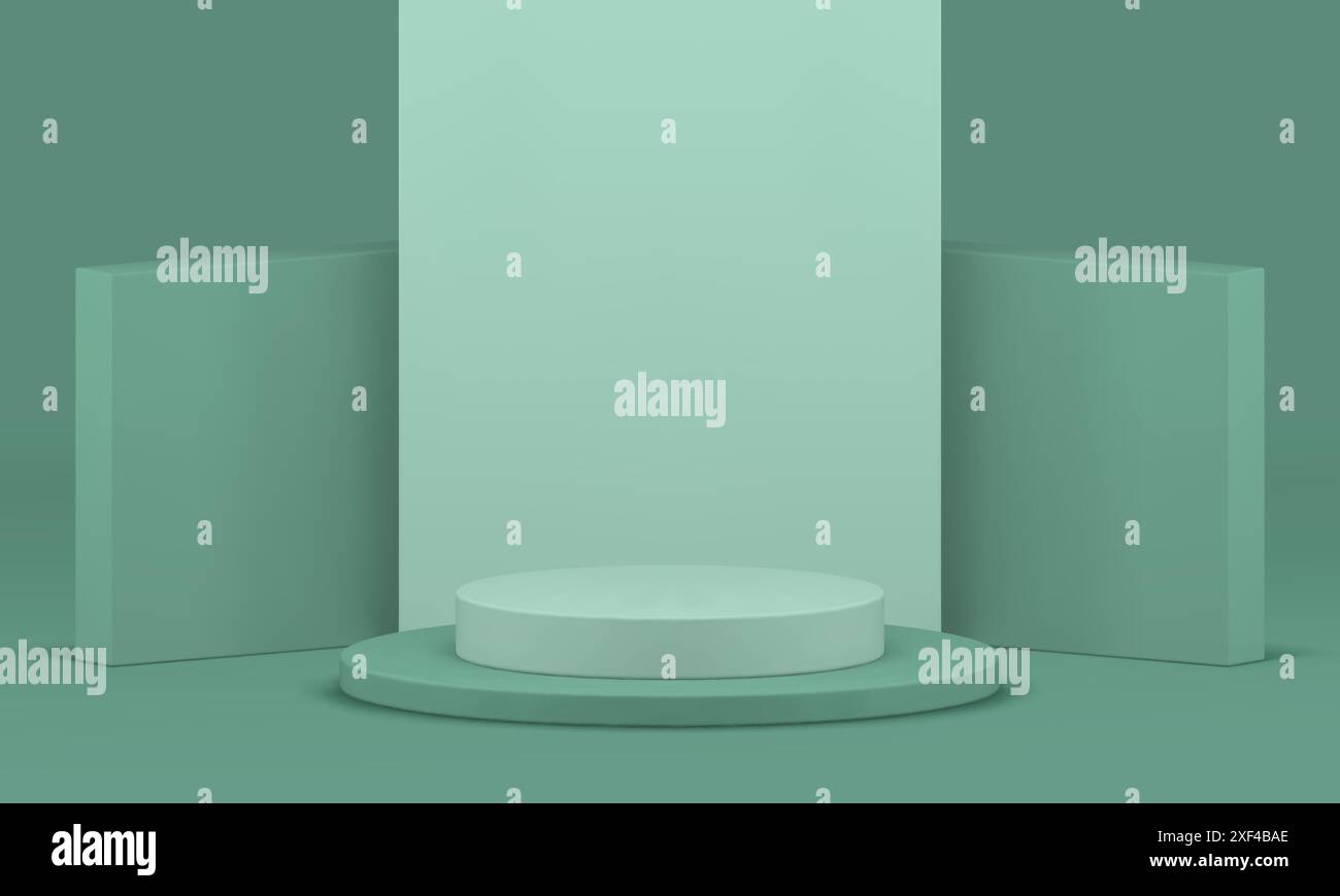 Minimal 3d pastel green promo podium showcase stand realistic vector ...