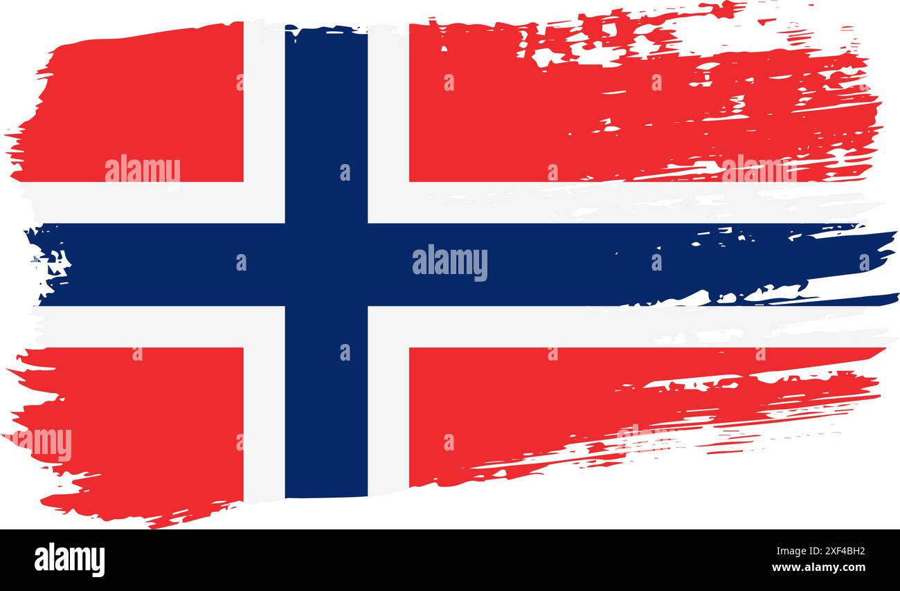 Norway flag, wide brush stroke on transparent background, vector Stock ...
