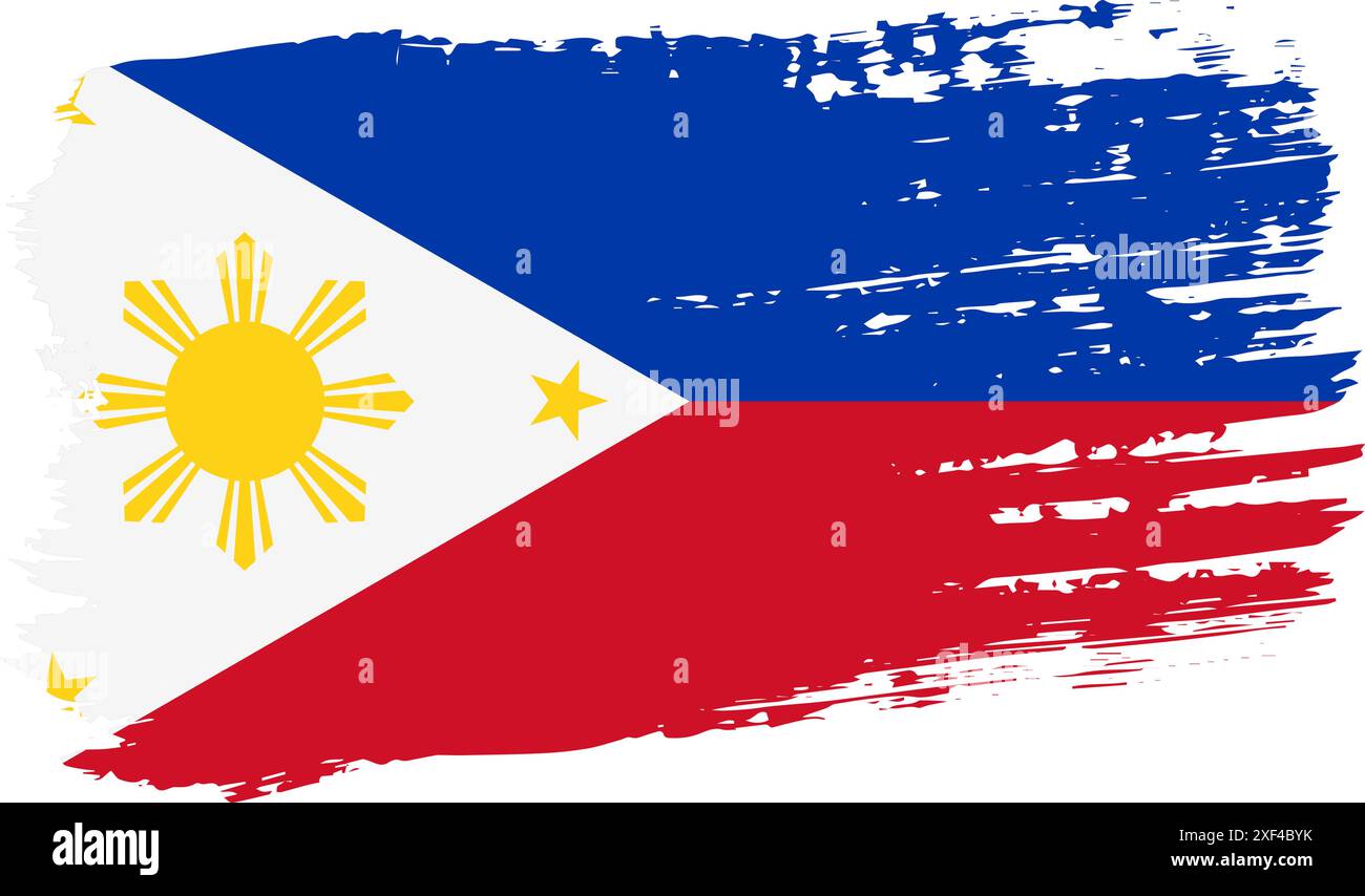 Philippines in peacetime flag, wide brush stroke on transparent ...