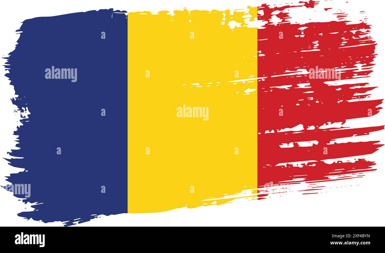 Romania flag, wide brush stroke on transparent background, vector Stock ...