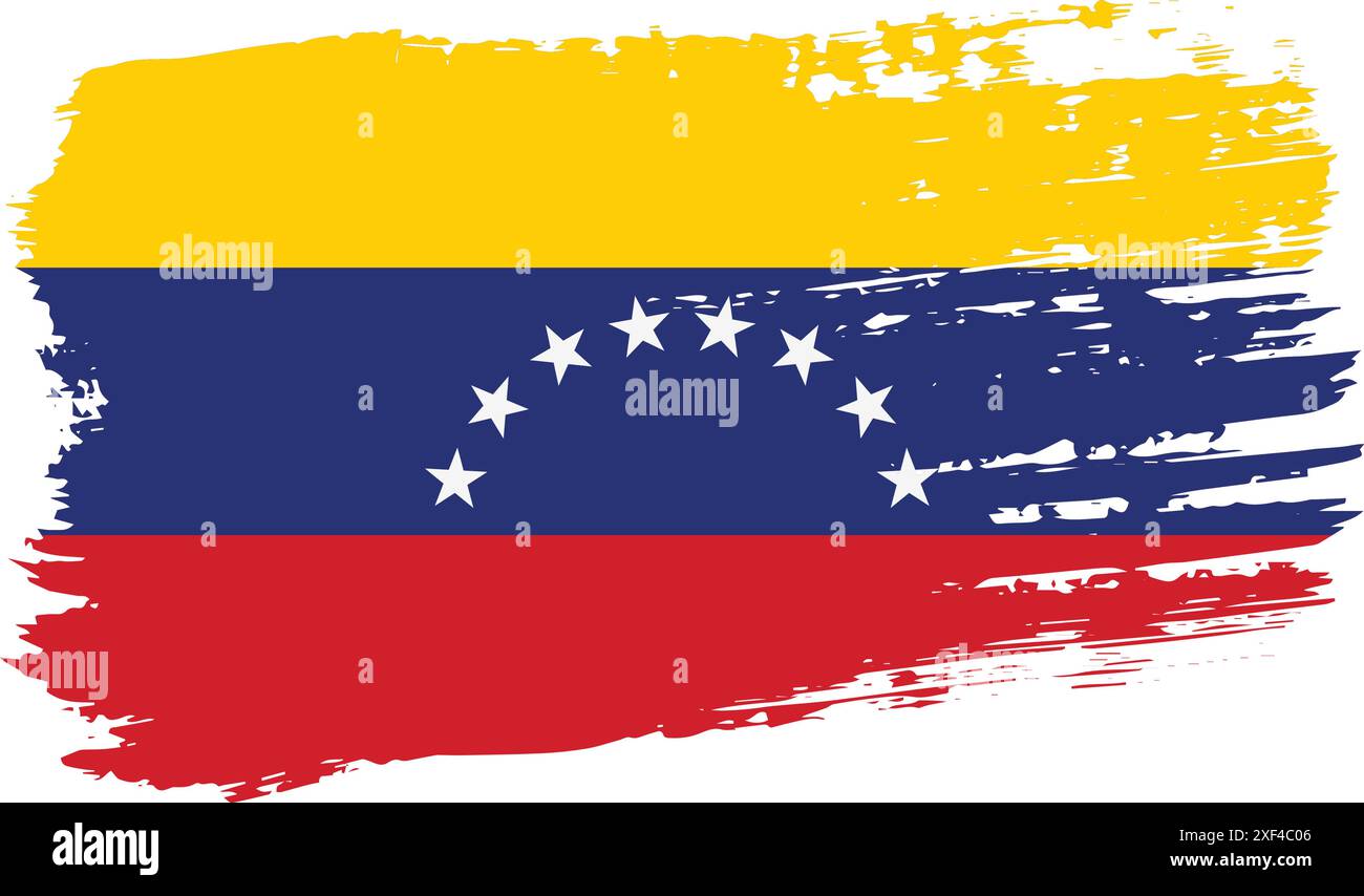 Venezuela flag, wide brush stroke on transparent background, vector ...