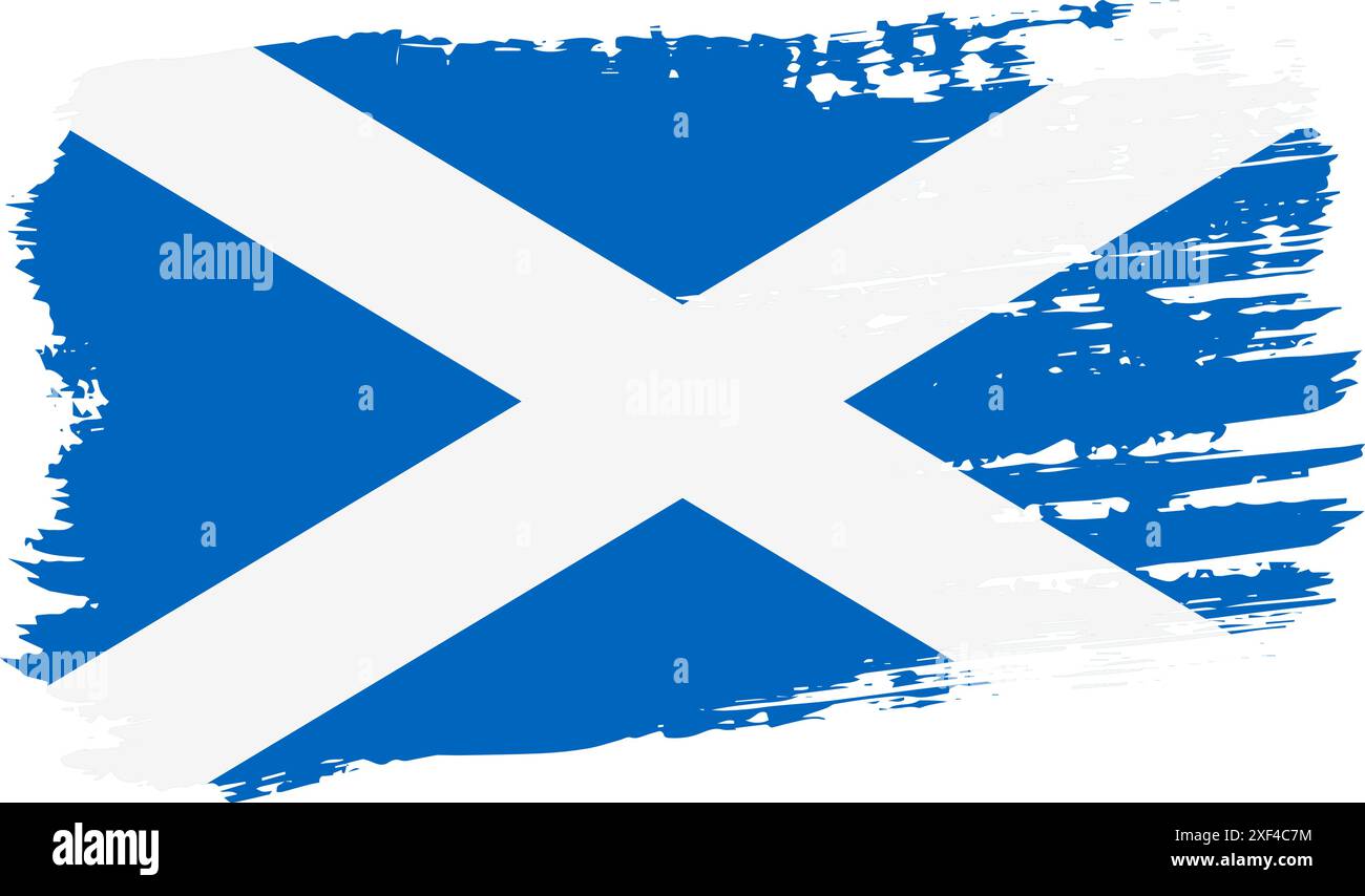 Scotland flag, wide brush stroke on transparent background, vector ...