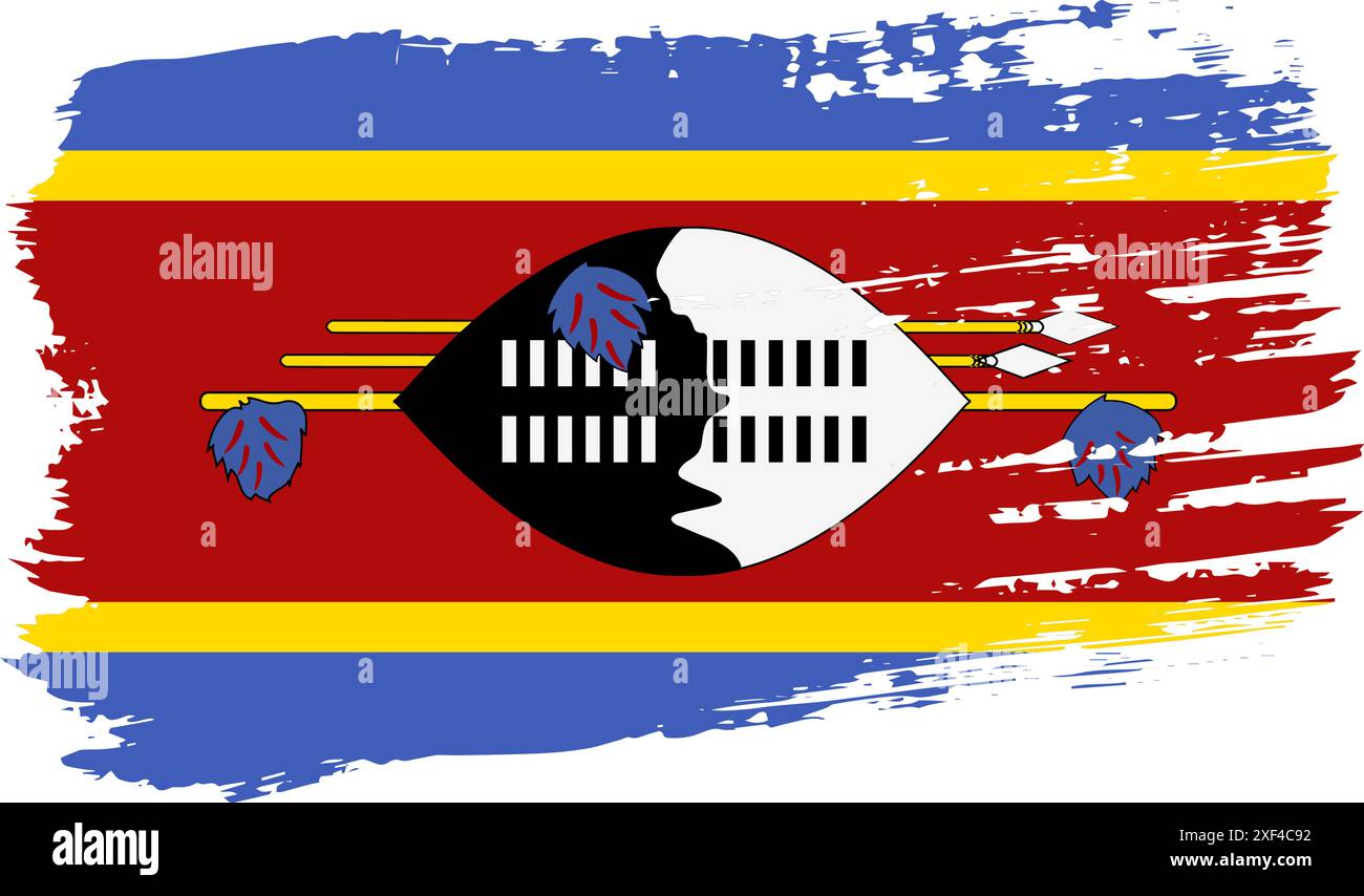 Swaziland flag, wide brush stroke on transparent background, vector ...