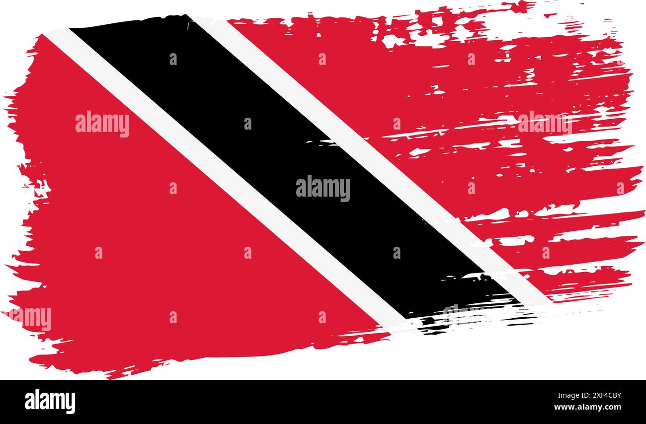 Trinidad and Tobago flag, wide brush stroke on transparent background, vector Stock Vector Image ...