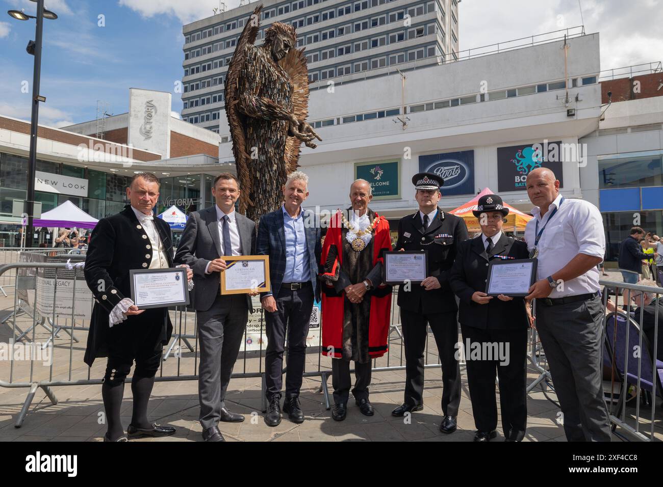 Southend on Sea, UK. 1st Jul, 2024. The Knife Angel sculpture is ...