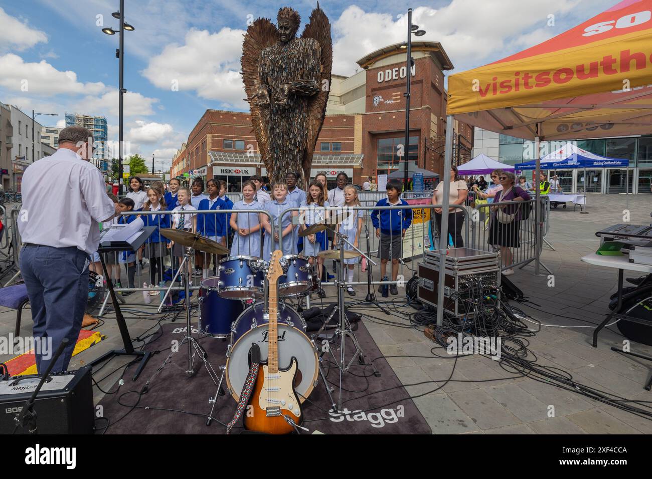 Southend on Sea, UK. 1st Jul, 2024. The Knife Angel sculpture is ...