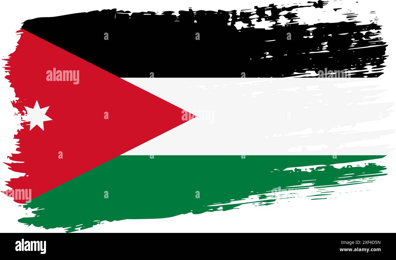 Jordan flag, wide brush stroke on transparent background, vector Stock ...