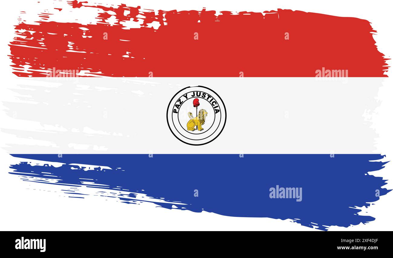 Paraguay back side flag, wide brush stroke on transparent background ...