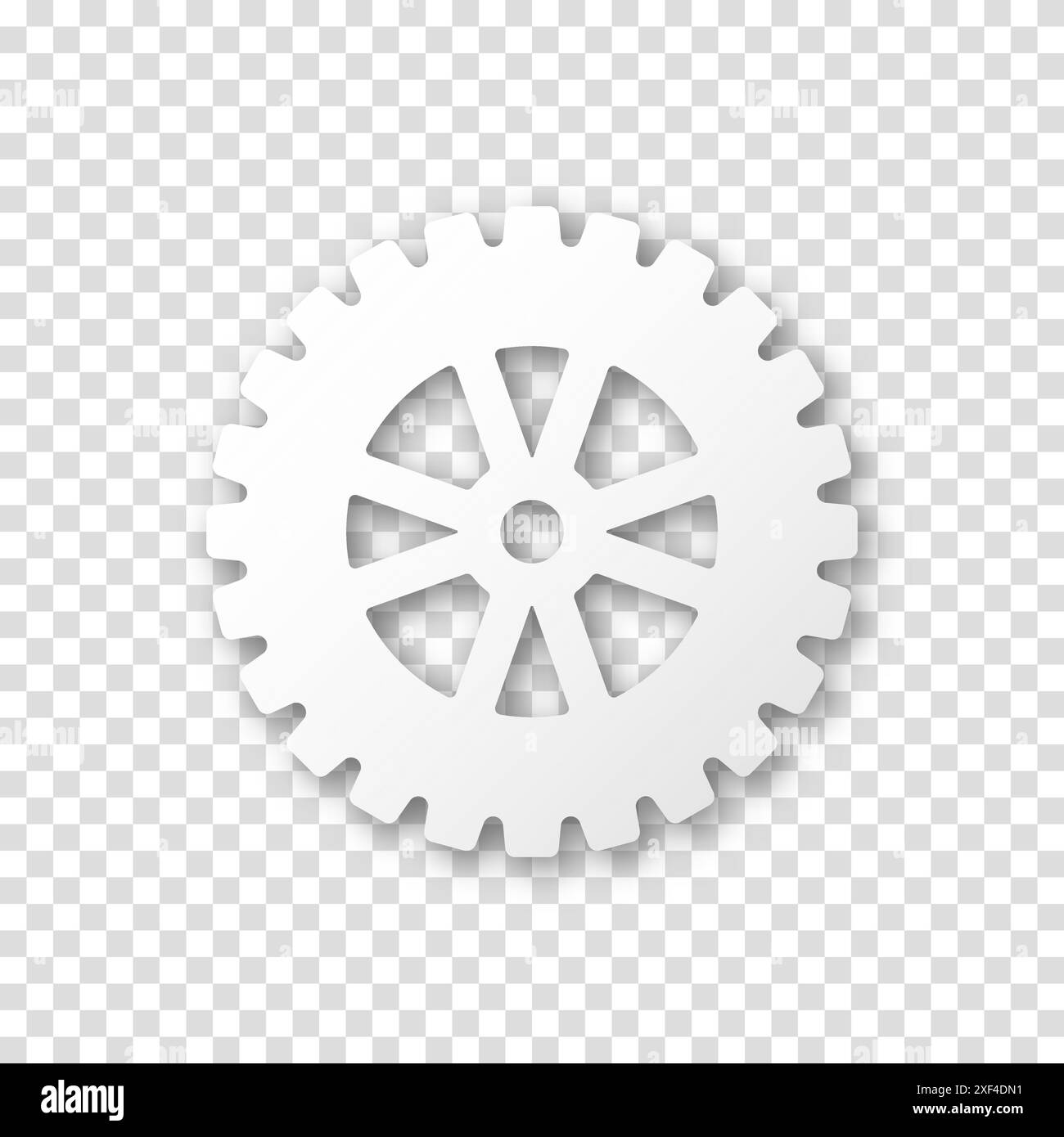 Gear icon, flat design. Machine sprocket gear icon. Realistic vector ...