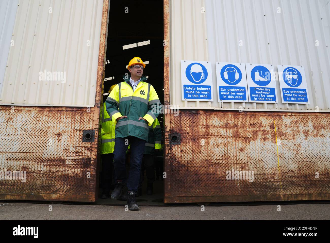 Scottish Labour leader Anas Sarwar during a visit to the Harland ...