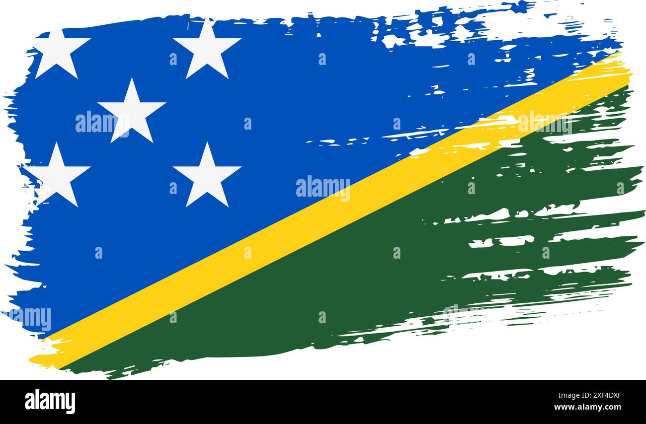 Solomon Islands flag, wide brush stroke on transparent background ...