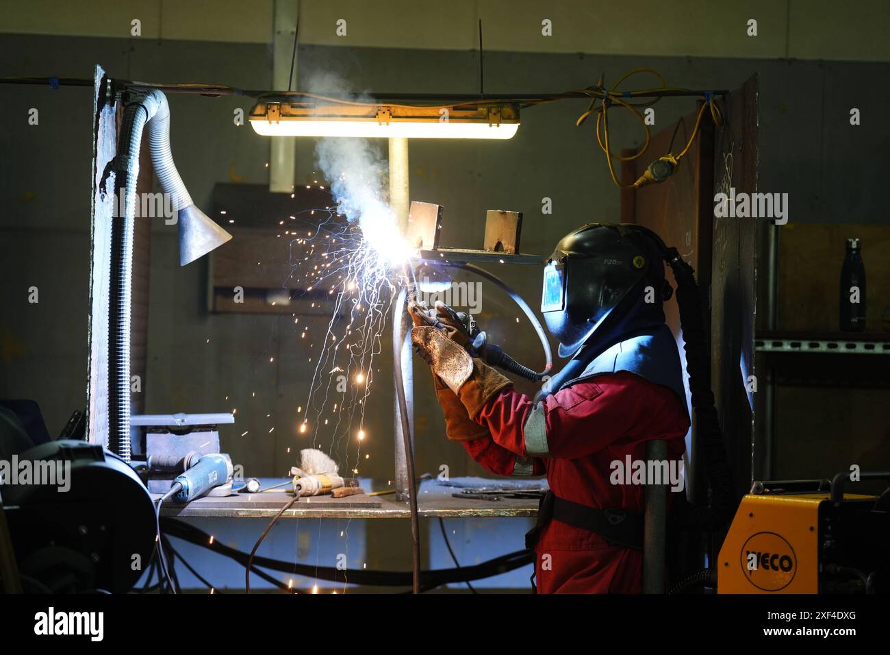 A welder during a visit by Scottish Labour leader Anas Sarwar to the Harland & Wolff ...