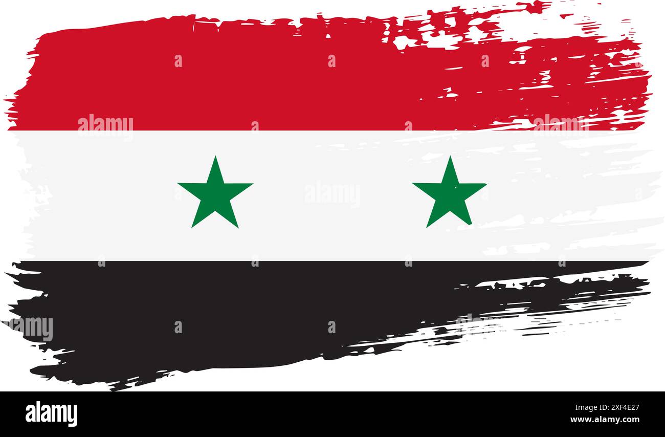 Syria flag, wide brush stroke on transparent background, vector Stock ...