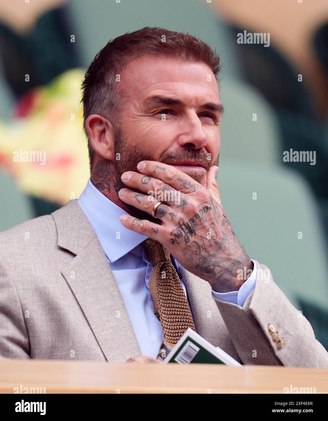 David Beckham in the royal box of centre court on day one of the 2024 ...
