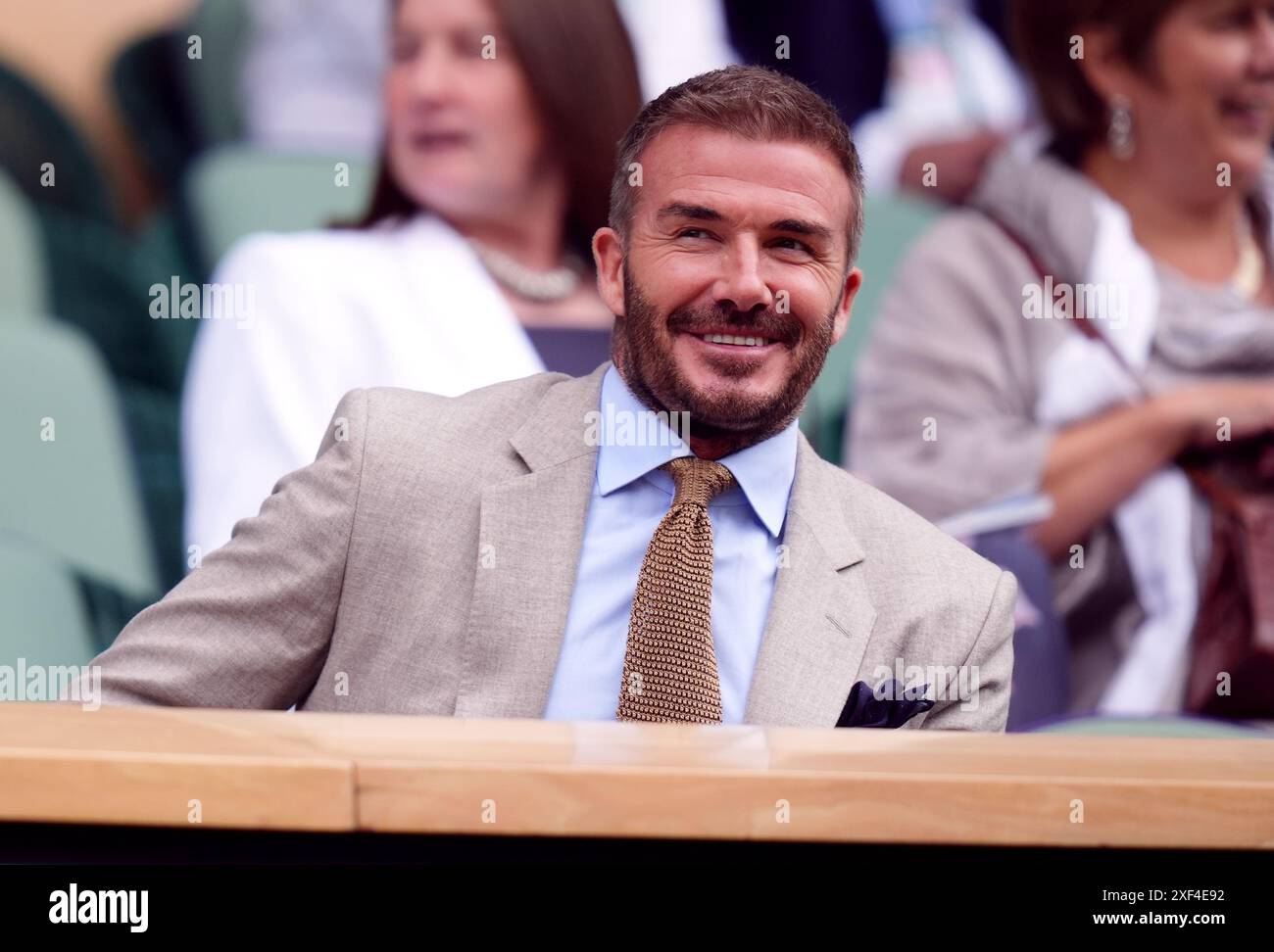 David Beckham in the royal box of centre court on day one of the 2024 ...