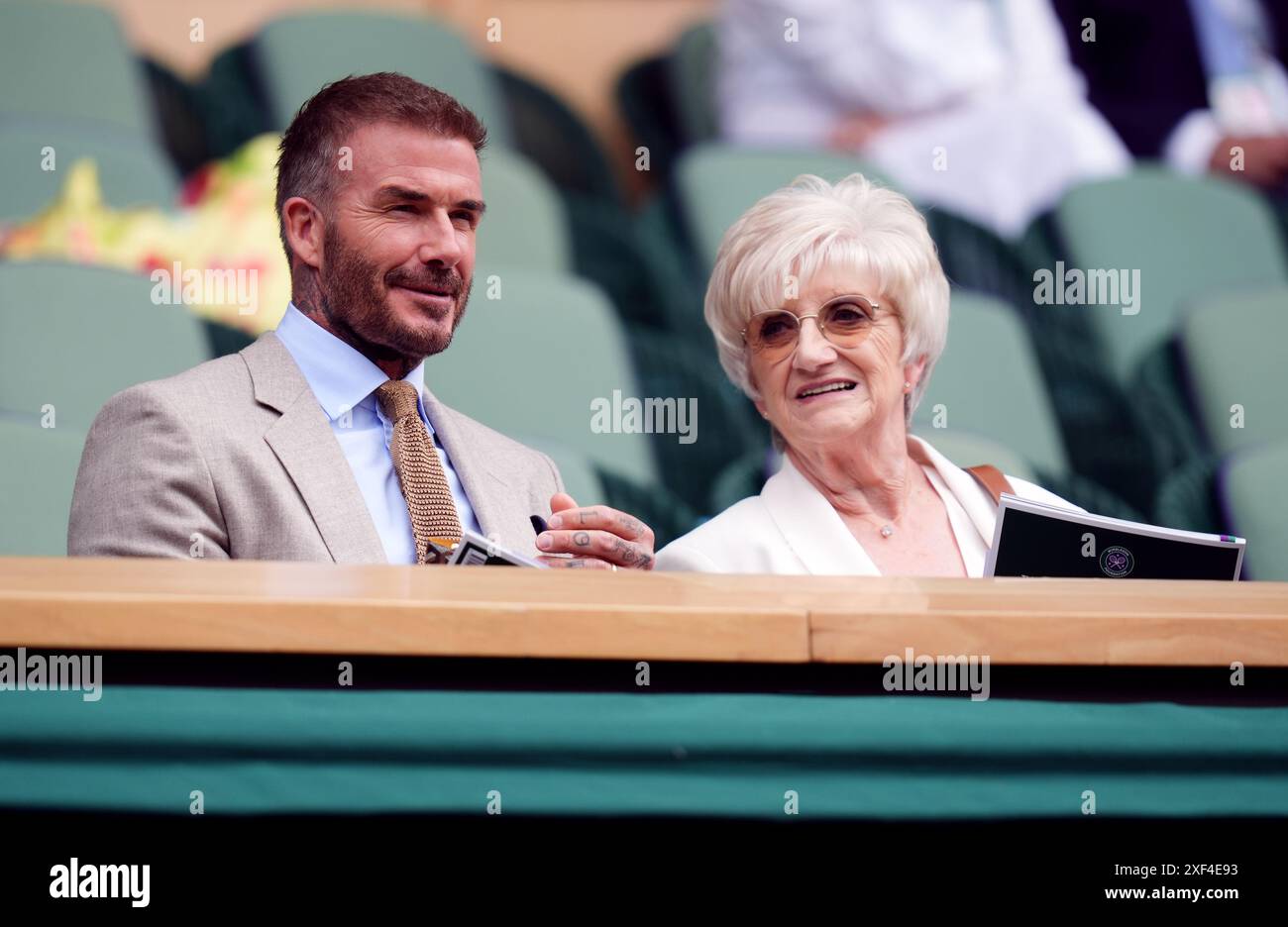David Beckham and Sandra Beckham in the royal box of centre court on ...