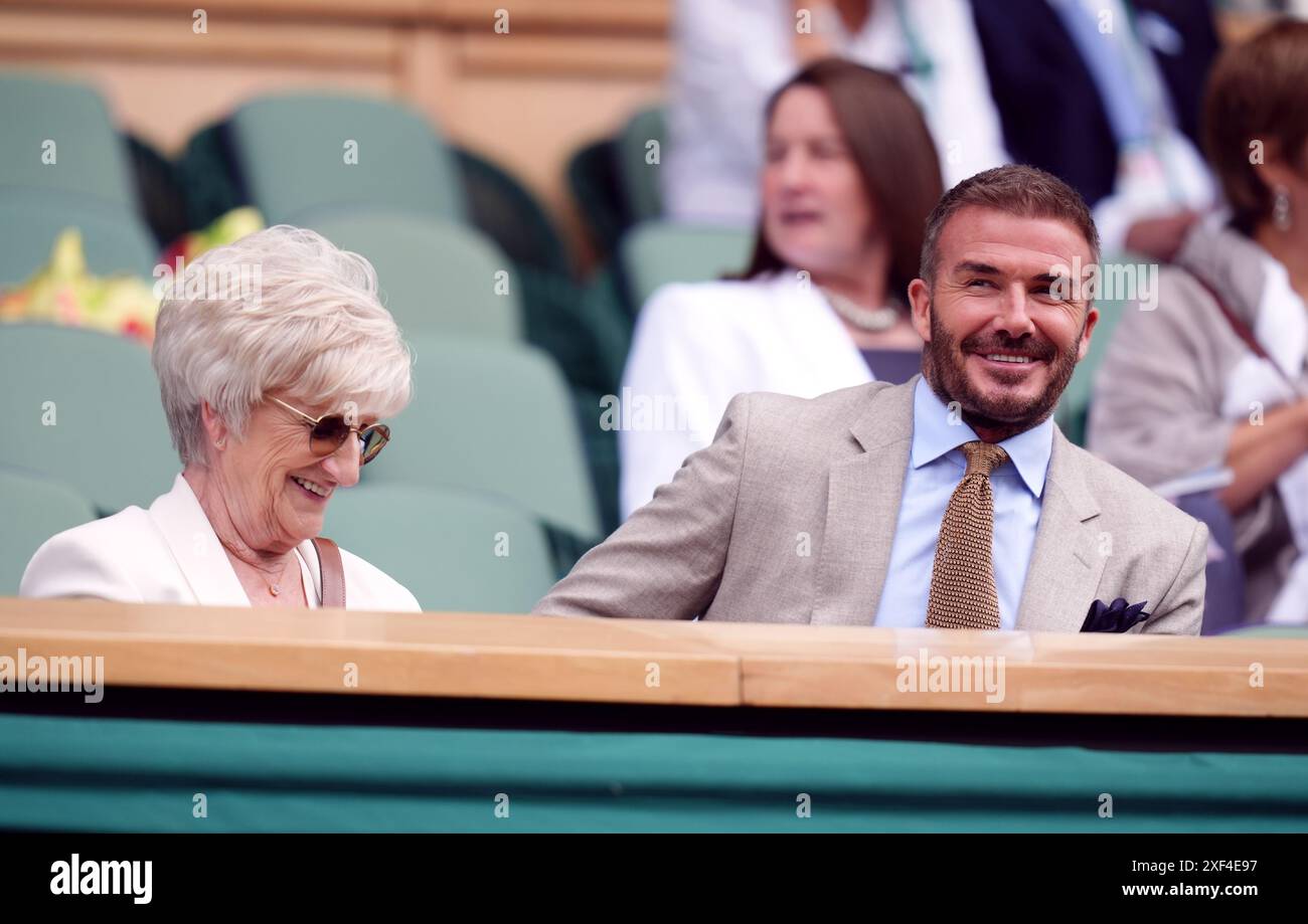 David Beckham and Sandra Beckham in the royal box of centre court on ...