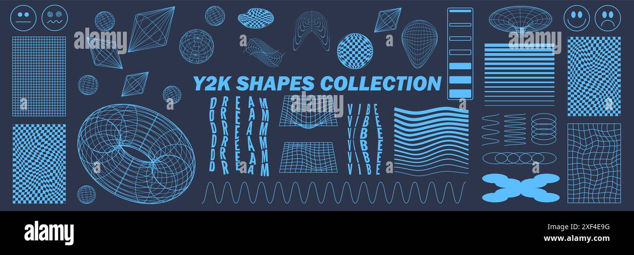 Abstract geometry hud wireframe shapes and patterns, cyberpunk elements ...