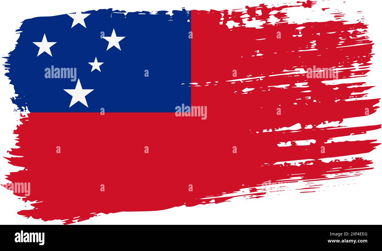 Samoa flag, wide brush stroke on transparent background, vector Stock ...