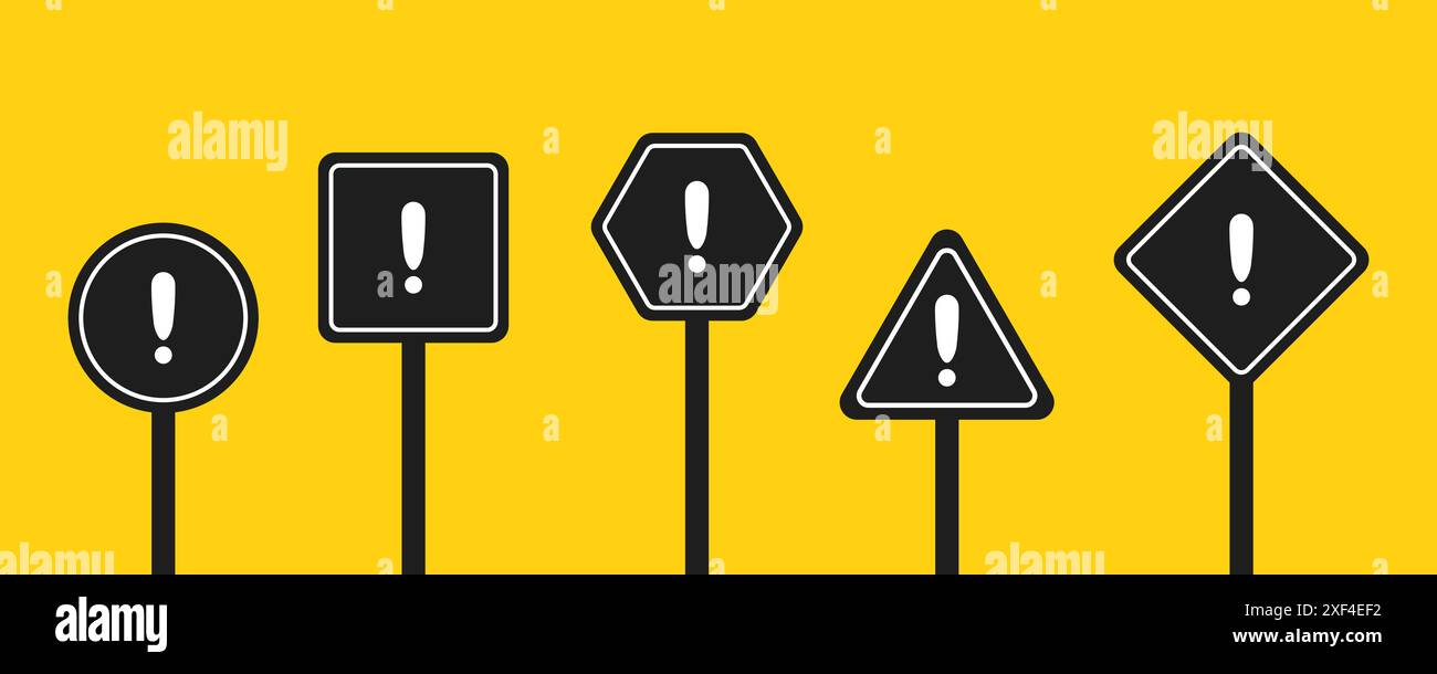 Set of round, square, rhombic, triangular and hexagonal black road ...