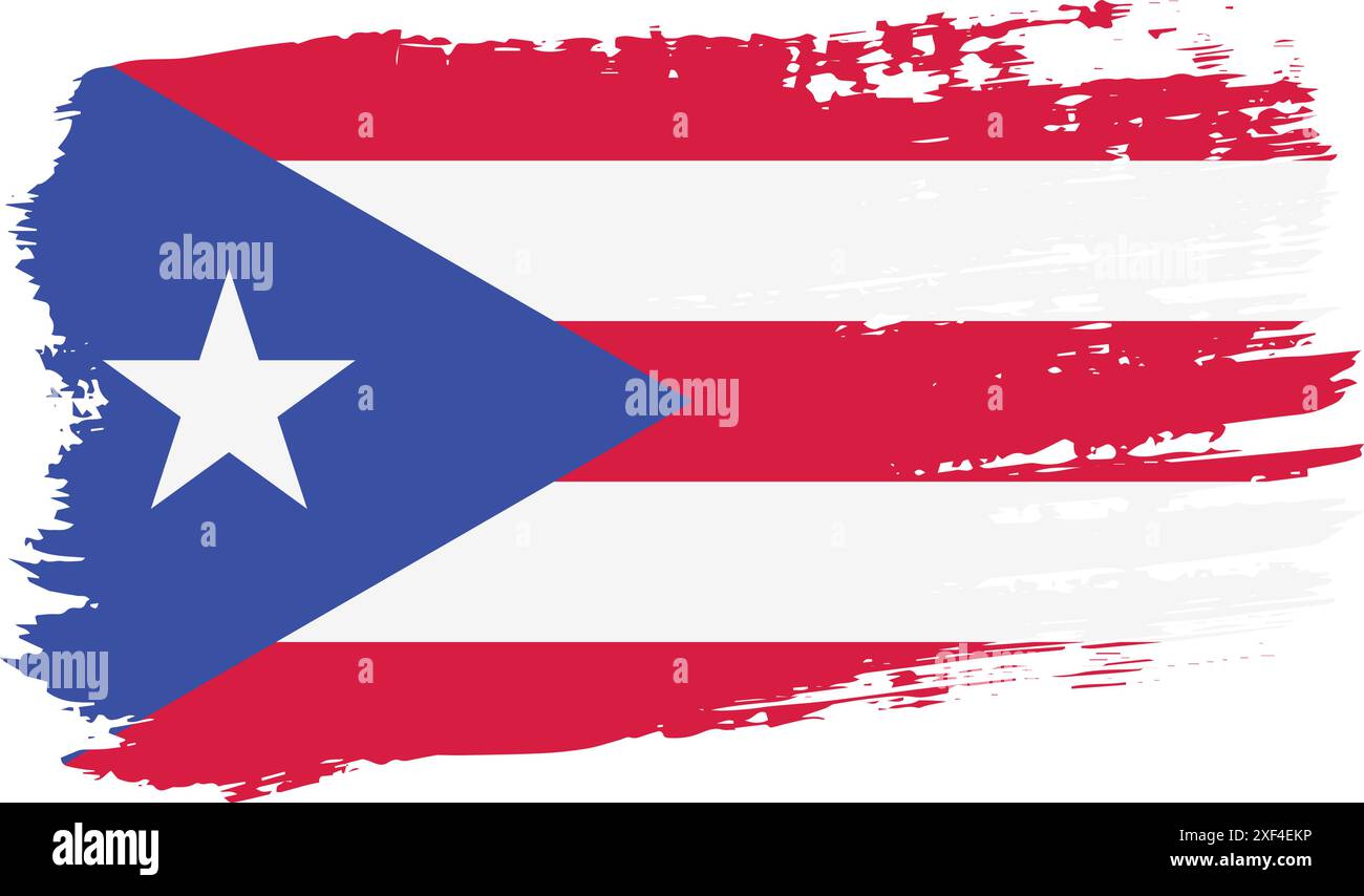 Puerto Rico flag, wide brush stroke on transparent background, vector ...