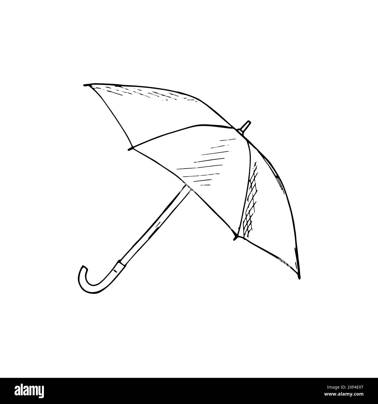 Hand-drawn umbrella. Opened, big umbrella sketch. Isolated in white ...